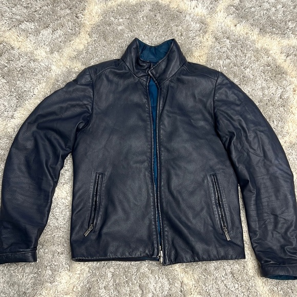 Jackets & Coats | Double Face Italian Made 10 Deer Skin Navy Blue Fit ...